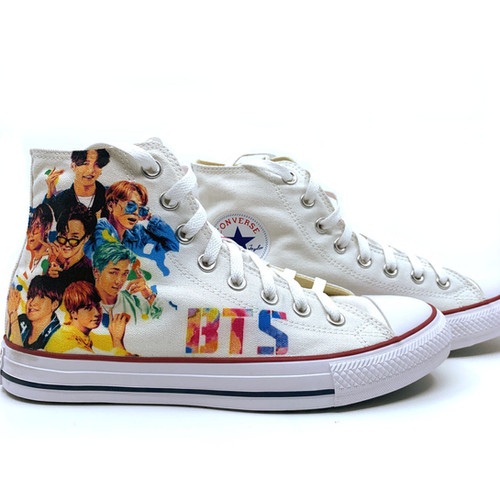 BTS Fan Art Classic High Top Converse Custom Hand Made BTS shoes, K Pop ...