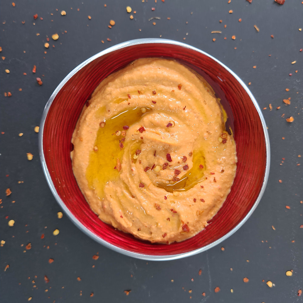 Red Pepper Hummus | Red Pepper Houmous | Vegan Pepper Hummus | Spicy Hummus