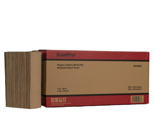 SanPro® Brown Multifold Towels cs16pk x 250 Sheets | My Site