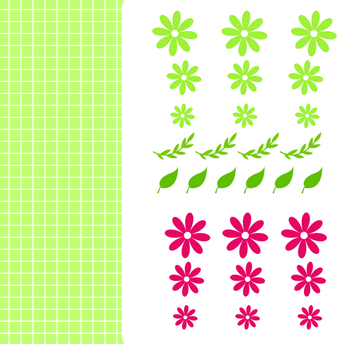 Green & White Grid Paper & Flowers Printable | Applelover53