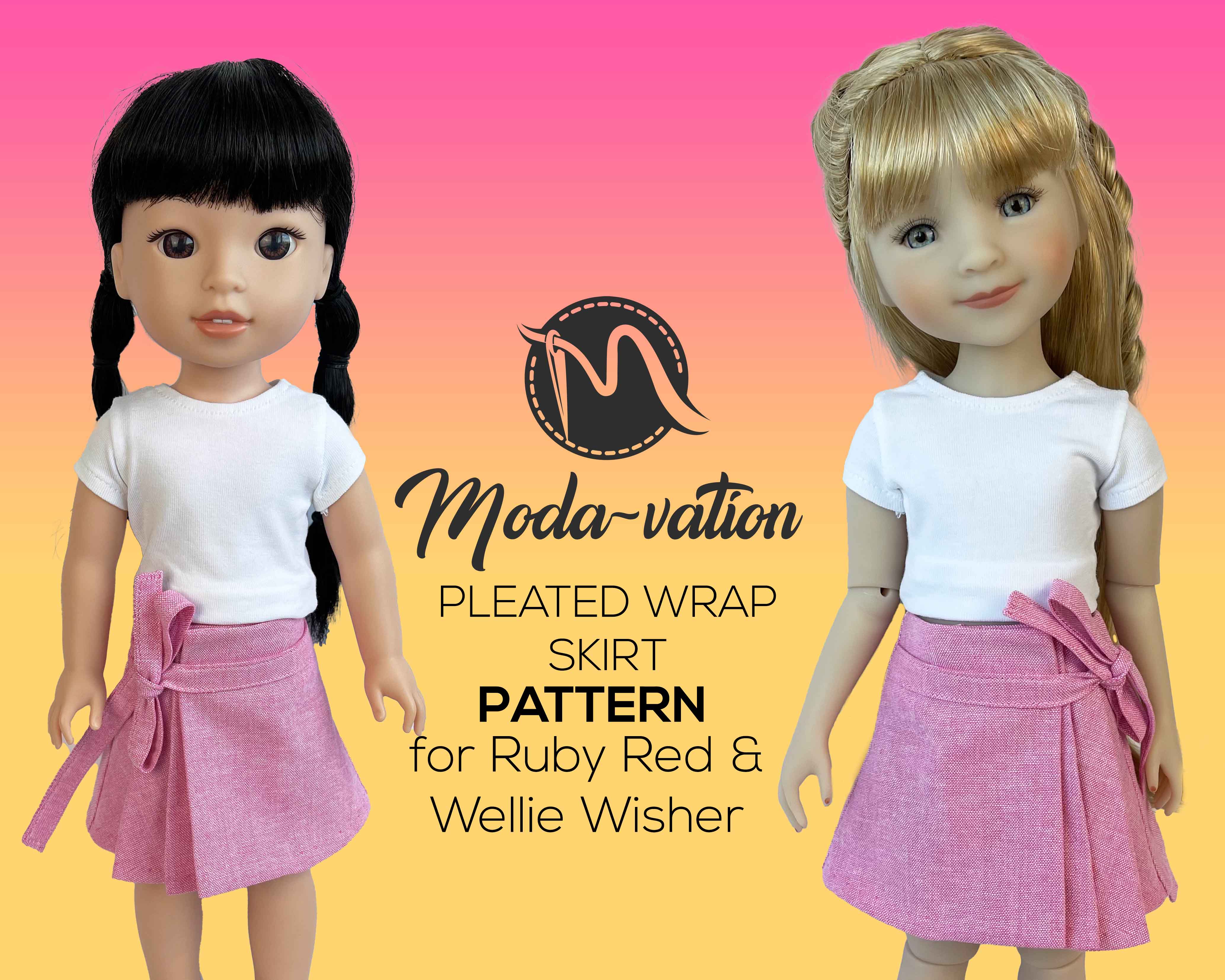Toys & Games Doll clothes pattern PDF MiniFee Doll Pleated Wrap Skirt ...