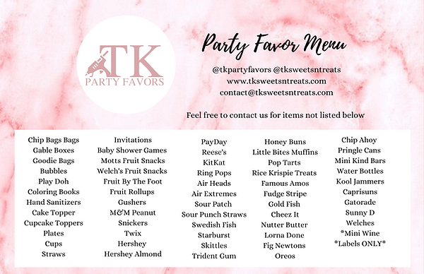 Custom Party Favor Form | TK Sweet n' Treats