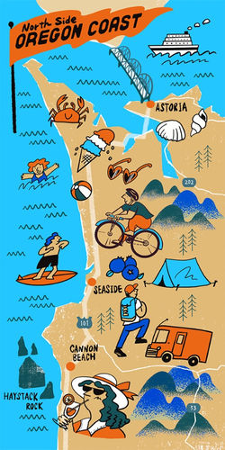 Oregon Coast Illustrated Map | Yoko Baum Illustration / Food and Drink ...