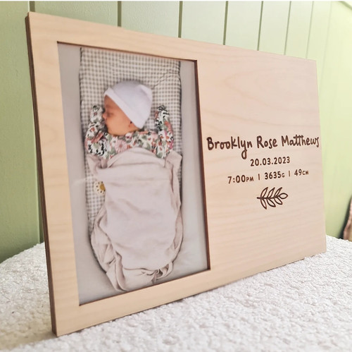 Personalised Baby Birth Details Frame | Words & Wood