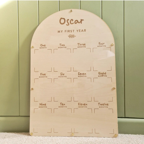 Personalised My First Year Photo Board - Bold | Words & Wood