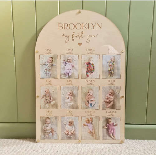 Personalised My First Year Photo Board - Classic | Words & Wood