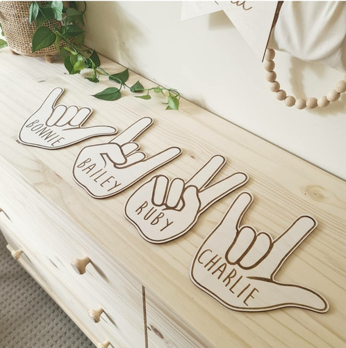 Hand Gesture Door/Wall Sign | Words & Wood