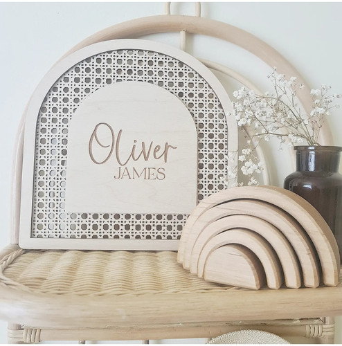 Rattan Style Arch Sign - Large | Words & Wood