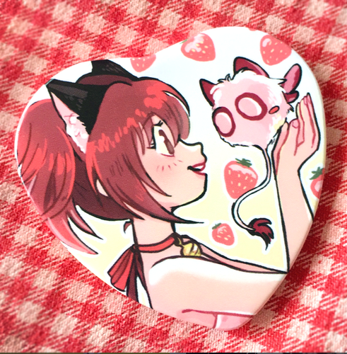 Mew Strawberry Heart Button | Cambrasine