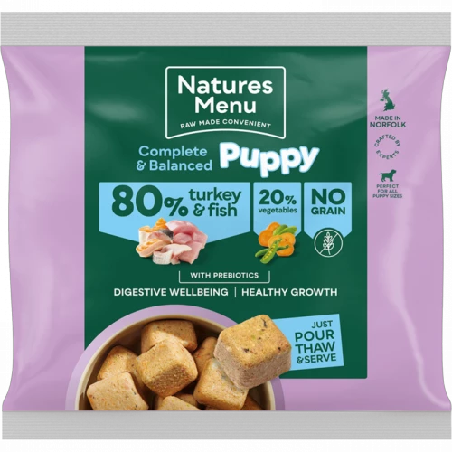 Natures Menu 80/20 Frozen Nuggets Puppy Turkey & Fish 1kg | Creature ...