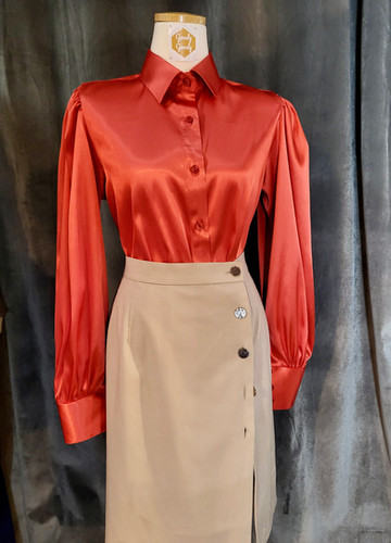 [Unisex] Pearl Dress Shirts - Orange Red | Goody Goody Vintage