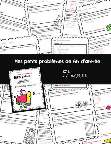 Mes petits problèmes de fin d'année - 5e année | La classe de Catherine