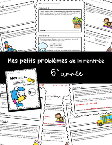 Mes petits problèmes de la rentrée - 5e année | La classe de Catherine