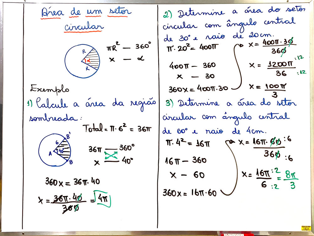 Área do setor circular