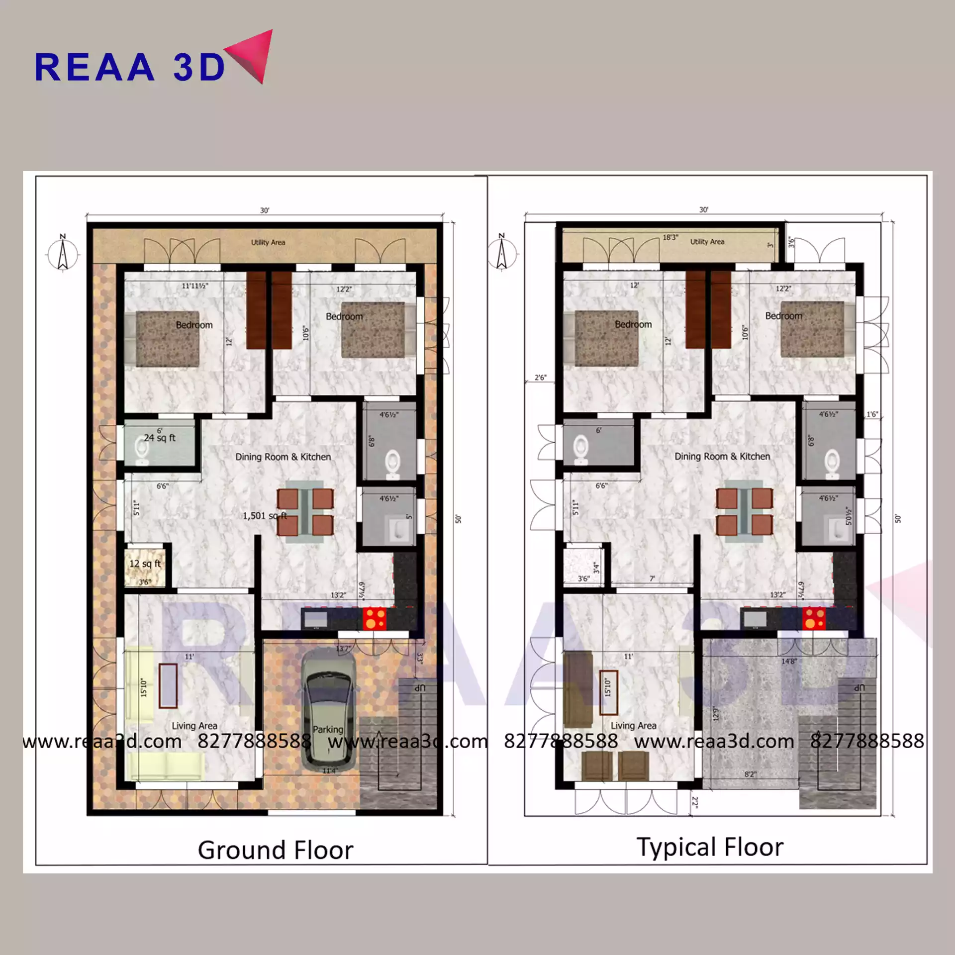 30 by 50 House Plan | REEA 3D