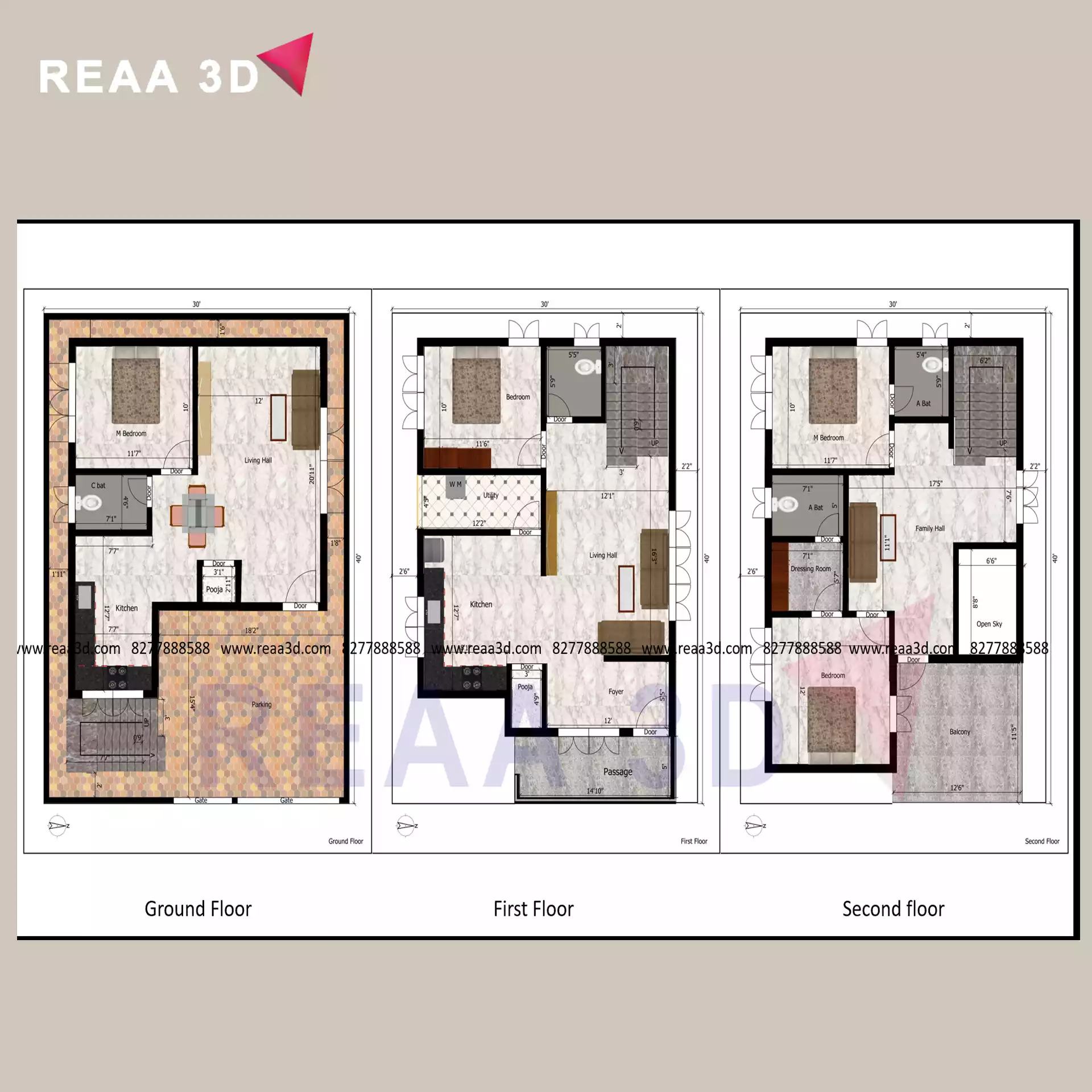30 by 40 House Plan | REEA 3D