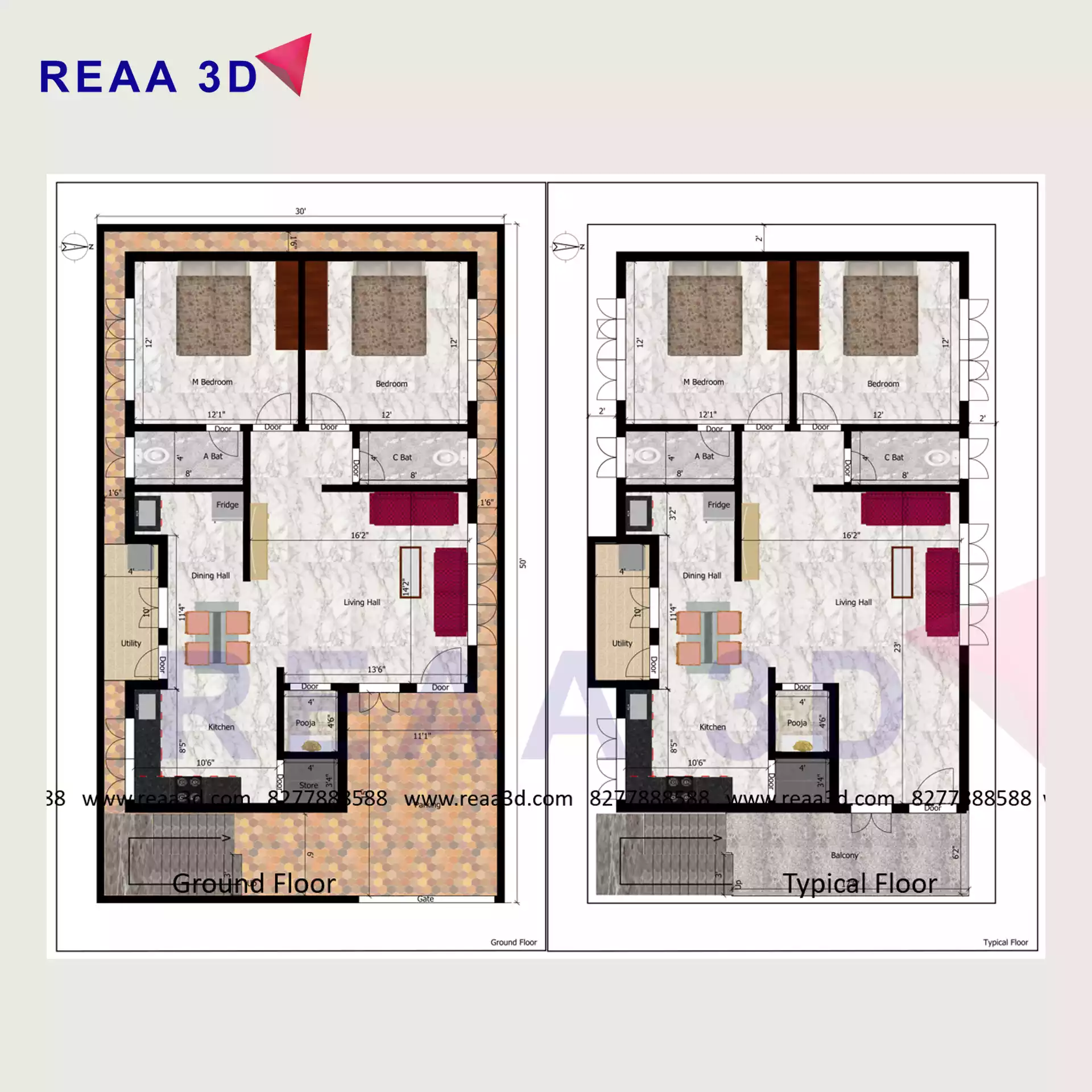 30 by 50 House Plan | REEA 3D