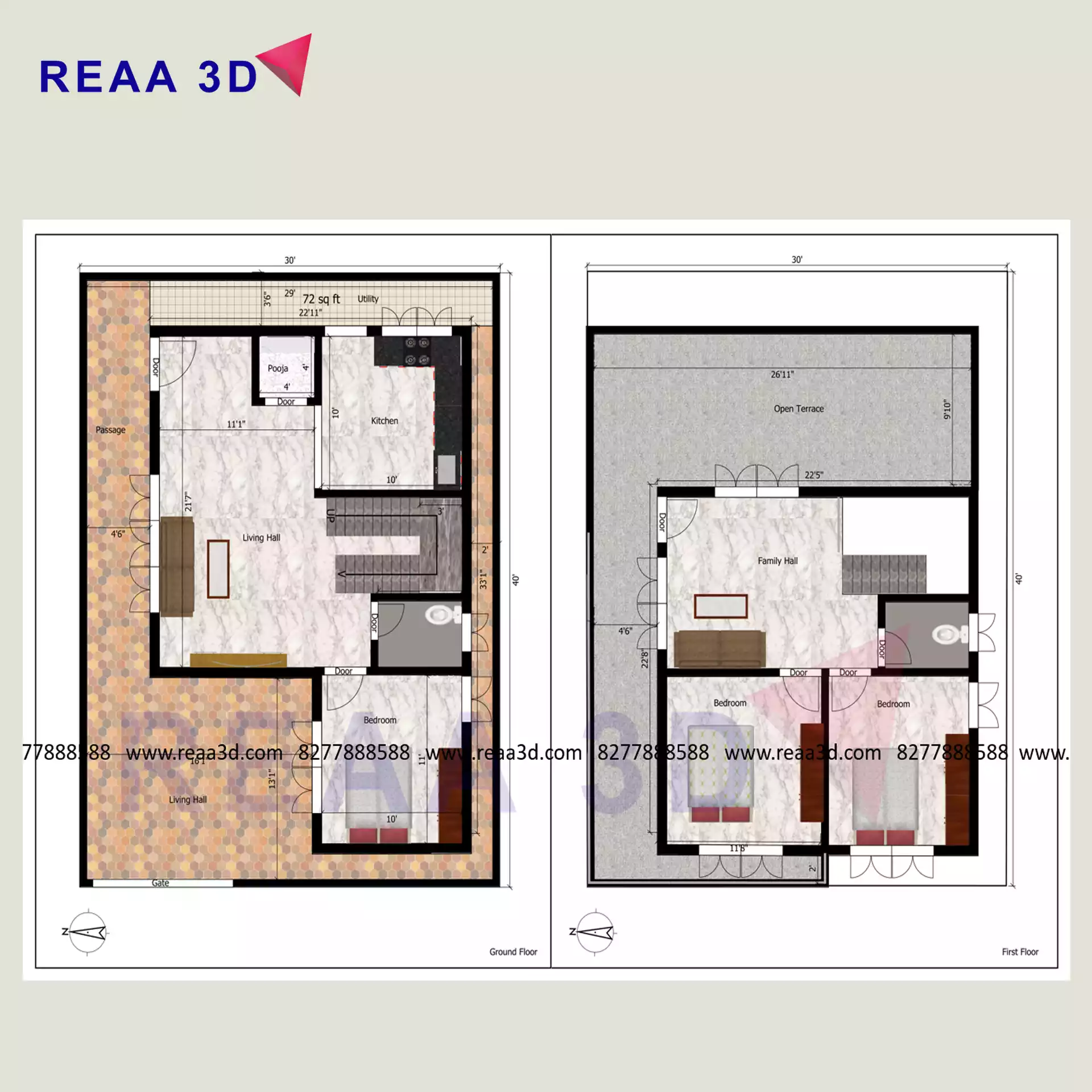 30 by 40 House Plan | REEA 3D