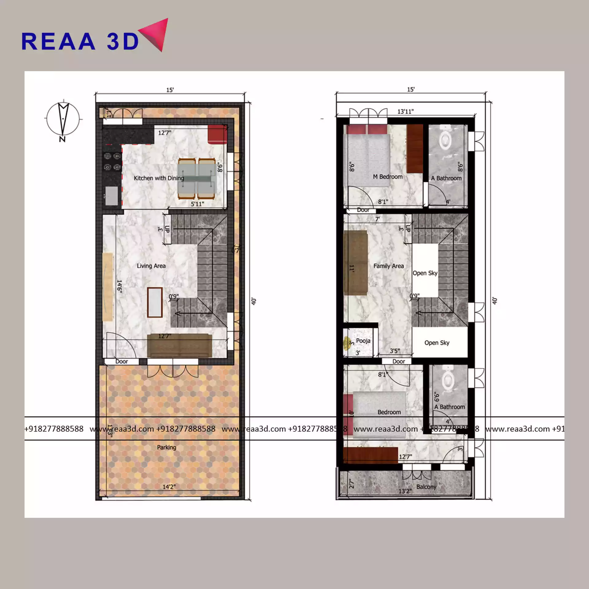 15 By 40 House Plan | REEA 3D