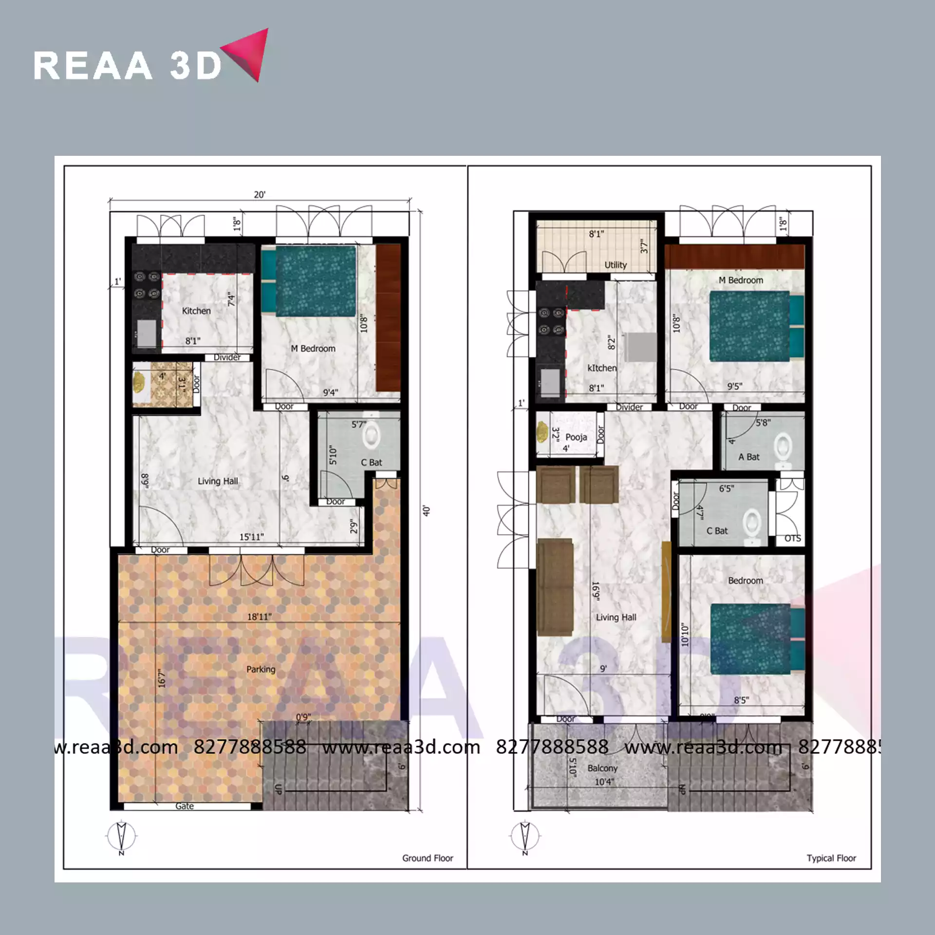 20 by 40House Plan | REEA 3D