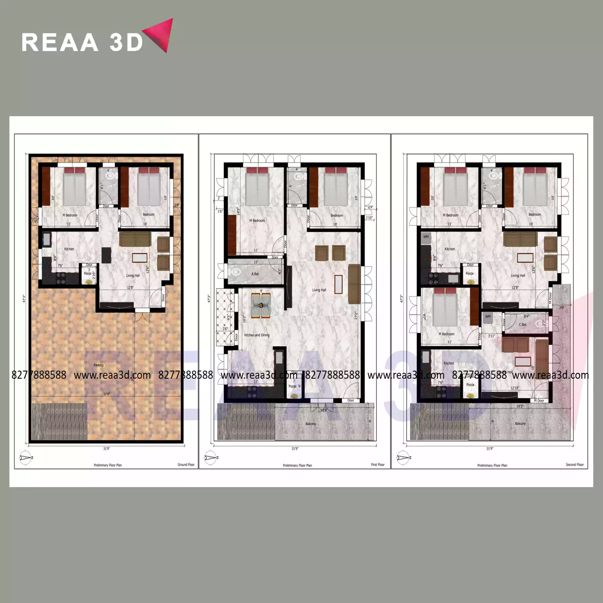 30 by 40 House Plan | REEA 3D