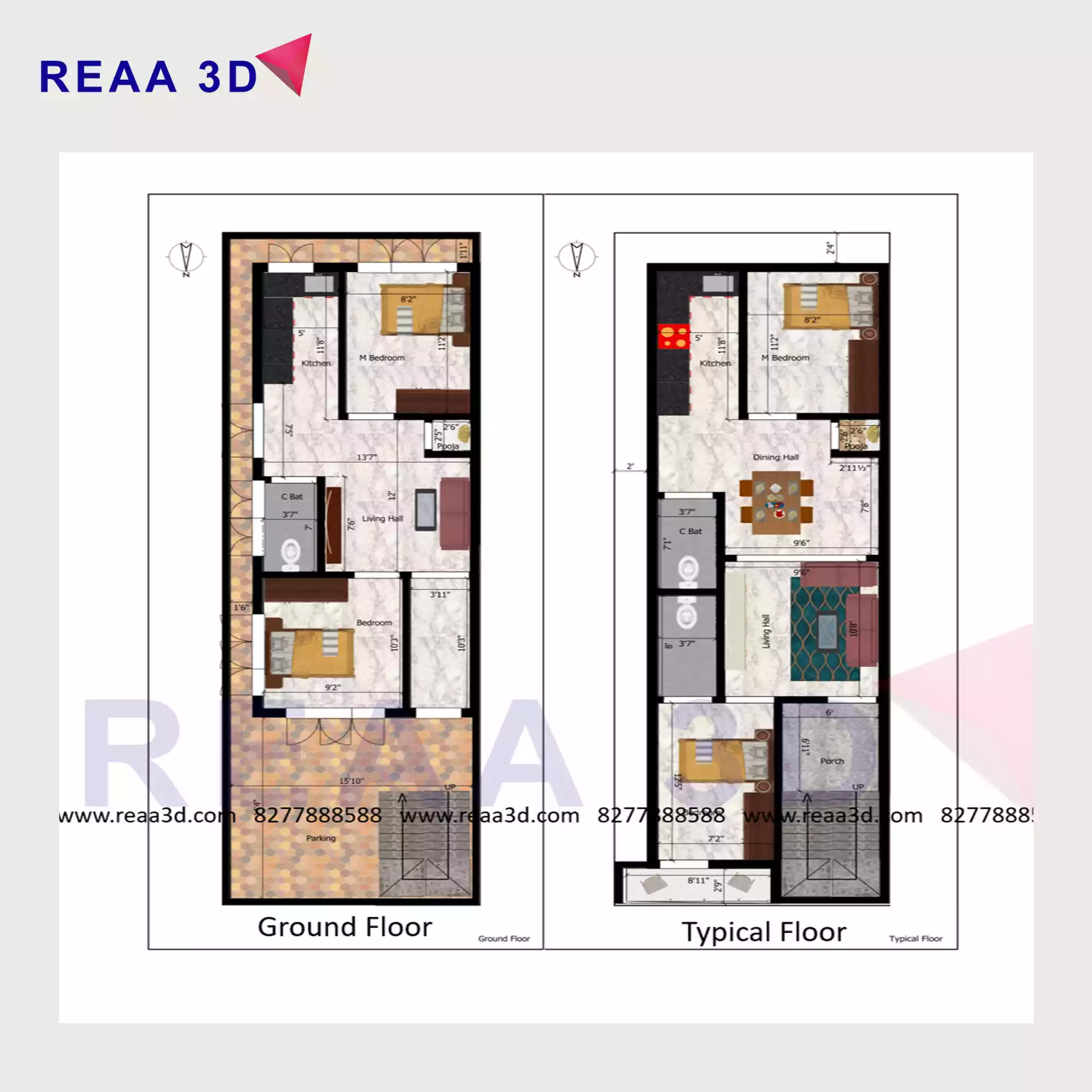 15 by 50 House Plan | REEA 3D