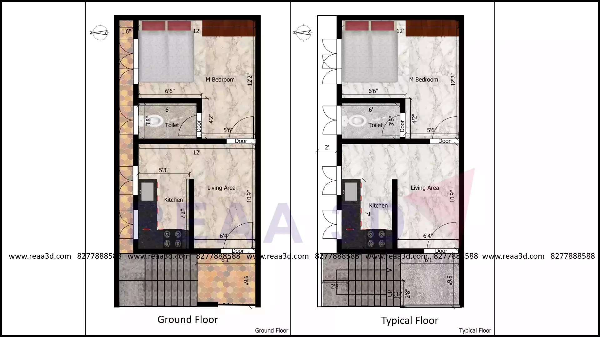 15 by 30 House Plan | REAA 3D