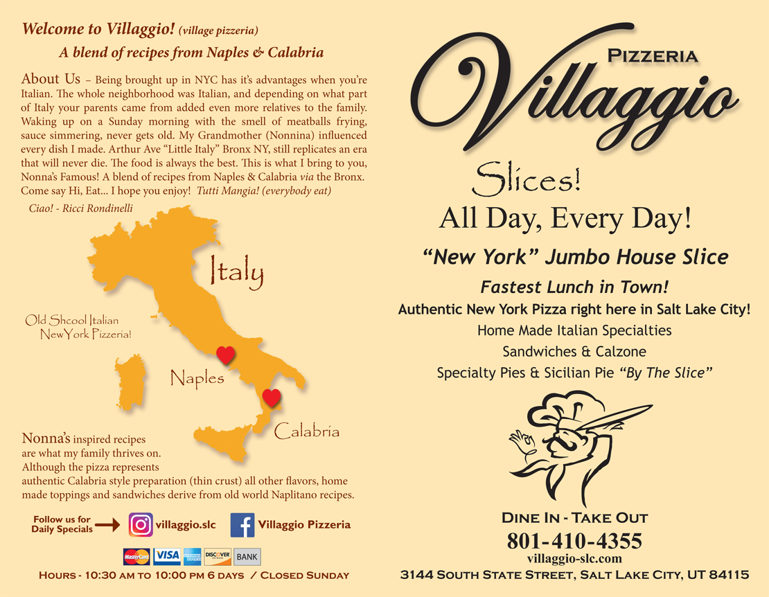 New York Pizza | Villaggio Pizzeria SLC | United States