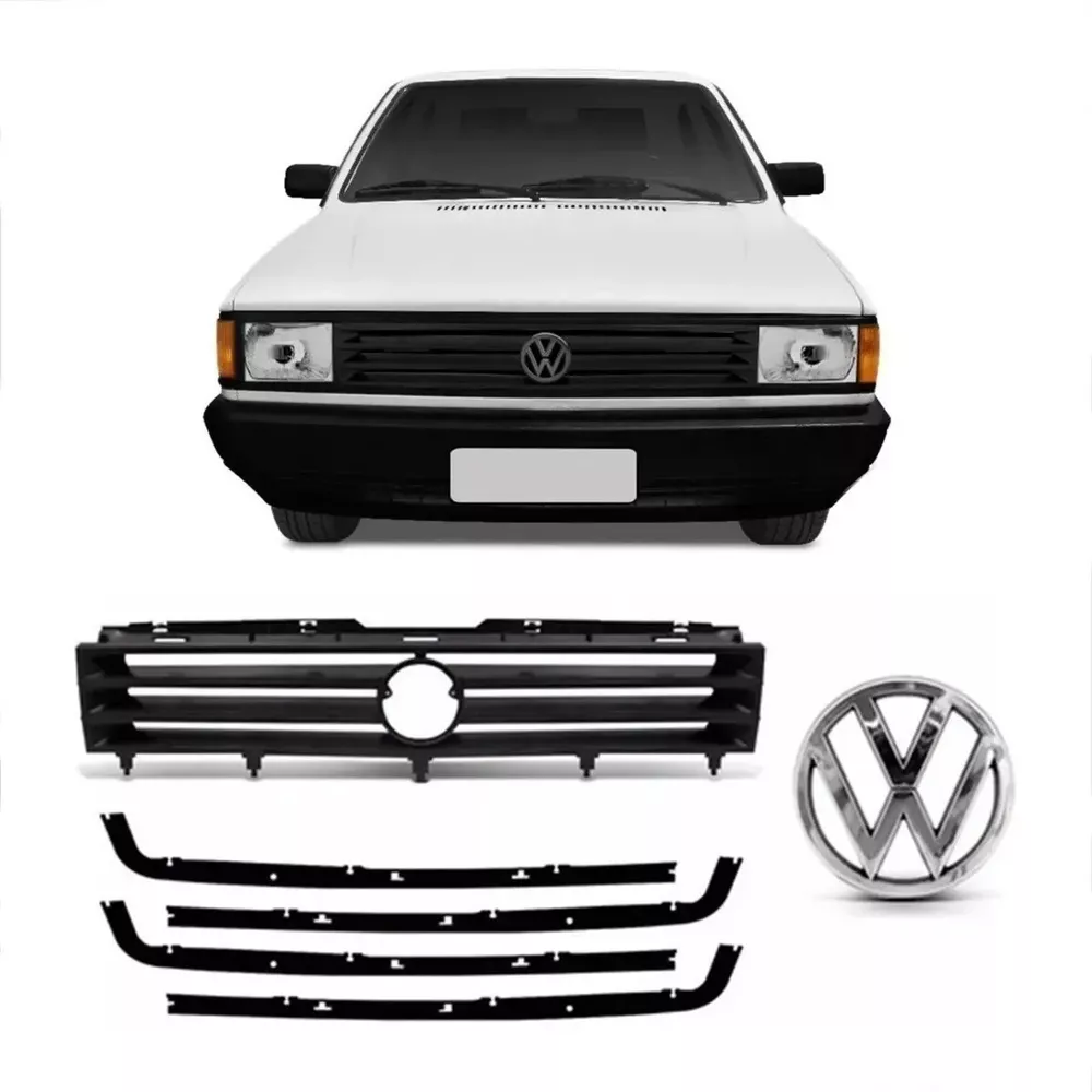 VOLKSWAGEN FOX 87 88 89 90 SET GRILL EMBLEM AND MOULDINGS TRIM | Poaparts
