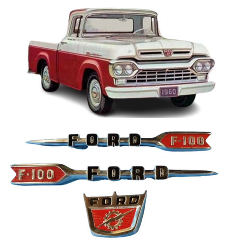 1960 FORD F100 F-100 TRUCK SET HOOD EMBLEM | Poaparts