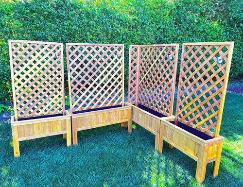 3' and 4' wide Raised planters with trellis | Mateo Woodworks