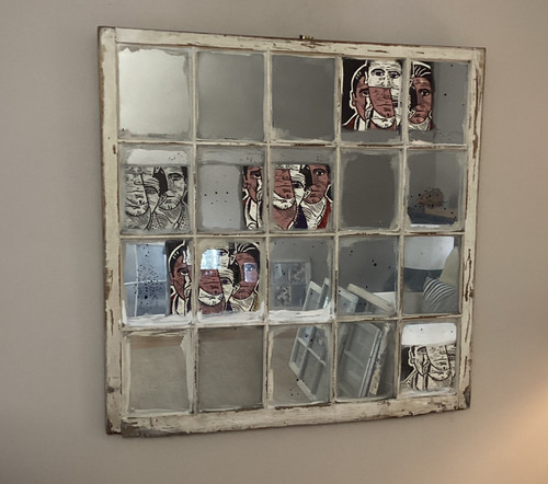 Woodcut Portrait: Large Multi-Pane Window