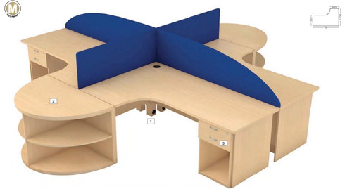 4-Way Cluster Workstation | PMB Shelving