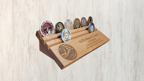 Engraved Challenge Coin Display - Custom Logo & Text | Legacy Crafts USA