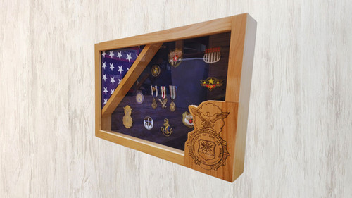 Your Logo Retirement Flag Shadow Box | Legacy Crafts USA