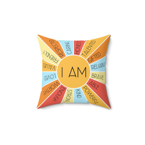 "I Am" Positive Affirmations Sun Faux Suede Square Pillow ...