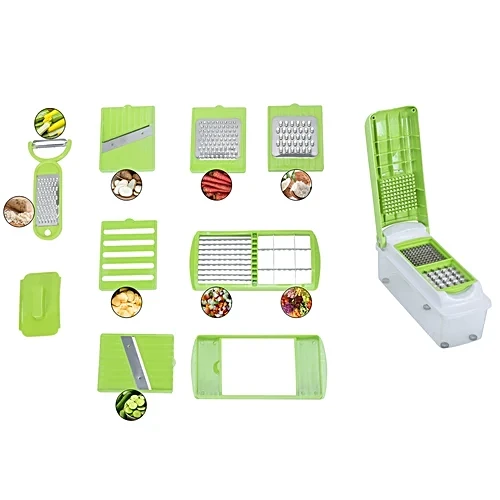 Anjali Vegetable & Fruit Cutter Dicer Multi-Utility, 12 In 1 - Green, 1 ...