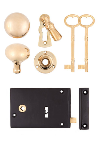 Colonial Iron Rim Lock Set | charleston-hardware