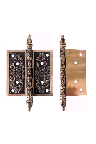 4" Ornate Hinges with Steeple Tips With Black Relief | charleston-hardware