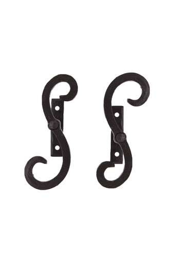 Hand Wrought Scroll Plate Shutter Dogs | charleston-hardware