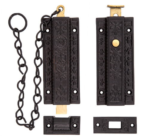 Large Scroll Head Chain Bolts/Foot Bolts | charleston-hardware