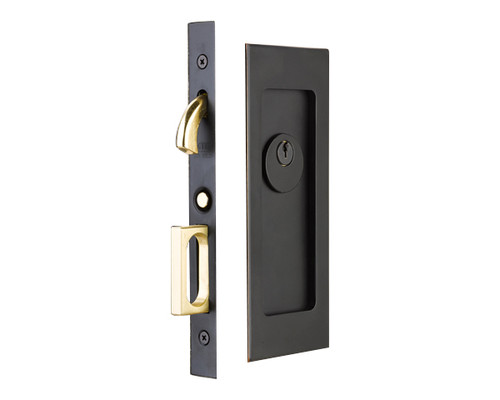 Single Door Modern Rectangular Pocket Door Lock Set | charleston-hardware