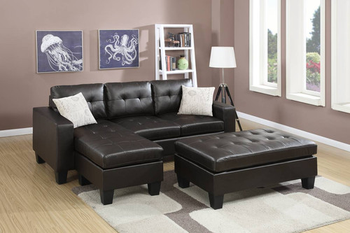 Aaron Leather Sectional w/Ottoman | Mysite