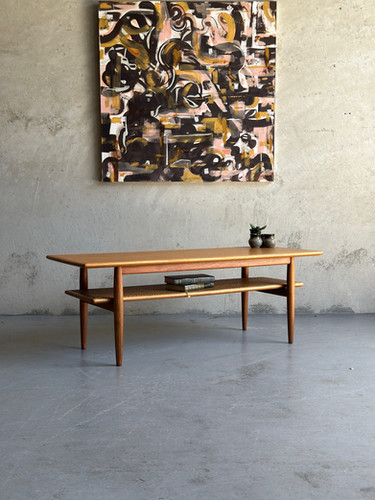 Mid Century Parker Coffee Table with rattan magazine rack | The Artz ...