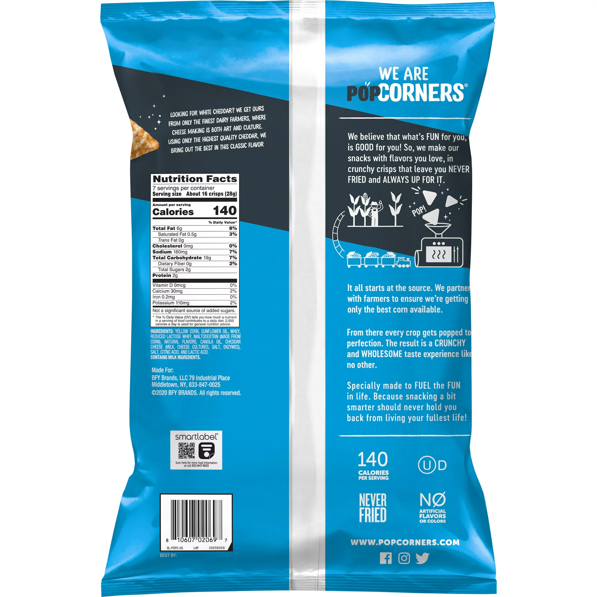 Popcorners White Cheddar Gluten Free Popped Corn Snacks | 밀리언잡화점