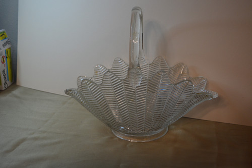 Vintage 1950's Fern & Feather Design Glass Basket | InShane Furniture