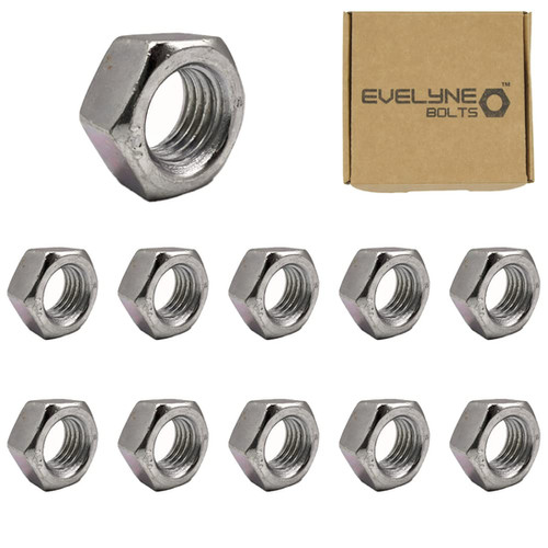 M16 (16mm) Steel Hex Nuts - Standard Thread - Pack of 10 | Evelyne Bolts