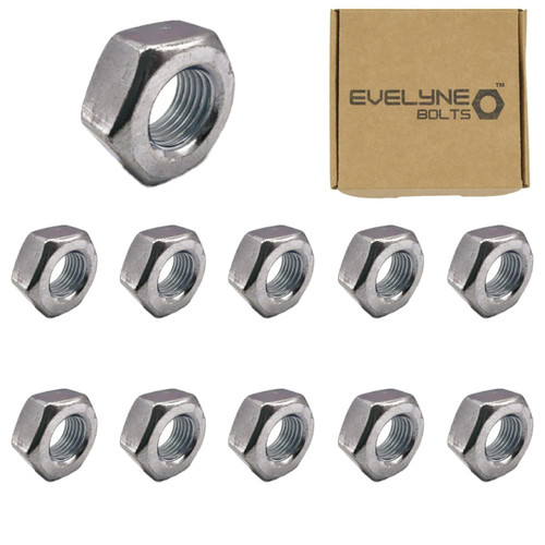 M10 x 1.25 FINE THREAD Steel Hex Nuts - Pack of 10 | Evelyne Bolts