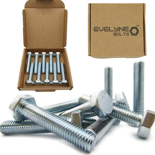 M10 Bolts (10mm x 50mm) Steel (Pack of 10) | Evelyne Bolts