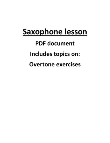 Saxophone Lesson - Overtone Exercises | mysite